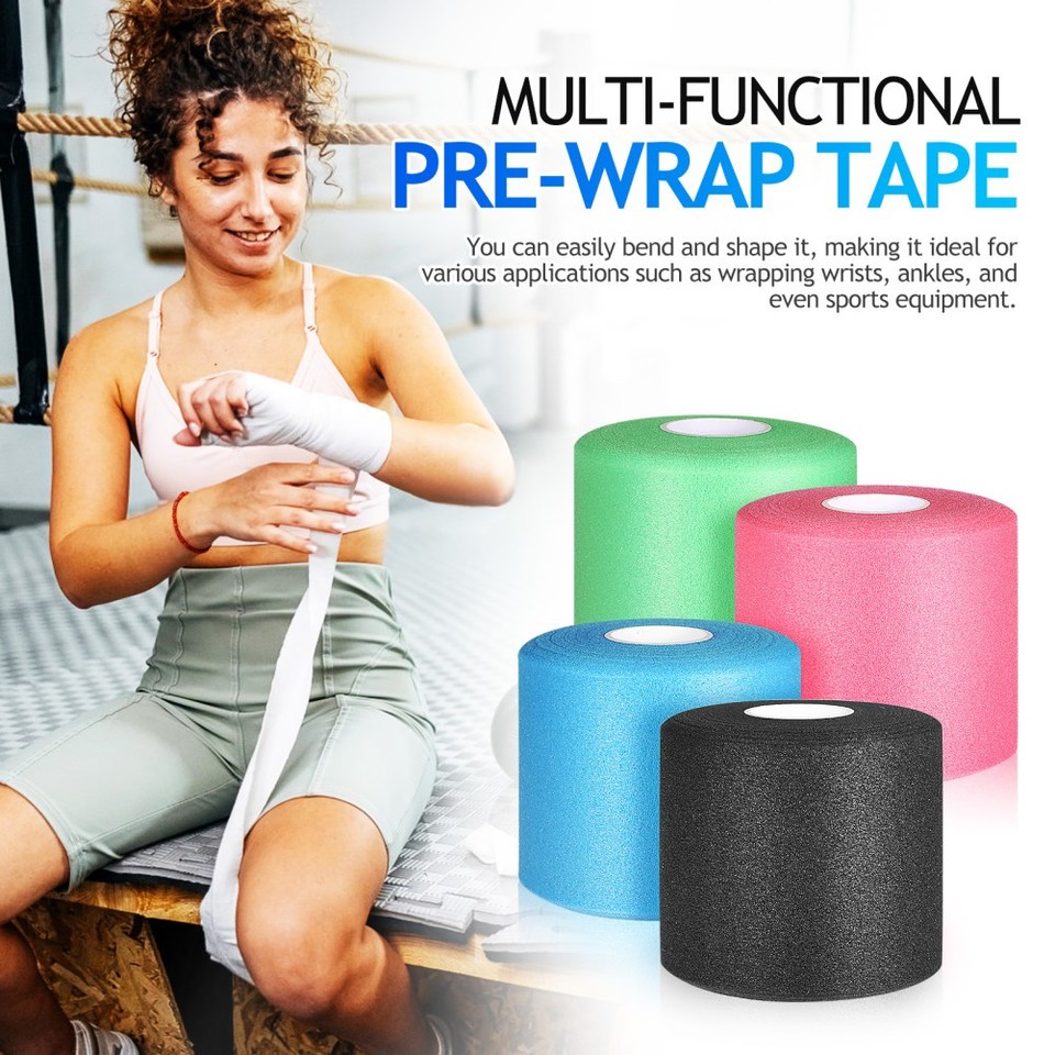 4 Rolls Breathable Sports Tape Soccer Pre Wrap Baseball Wrist Football ...