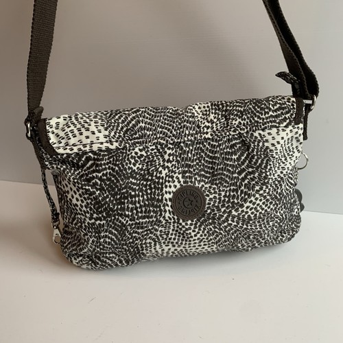 Kipling cross body bag VGC messenger nylon canvas pattern print brown ...
