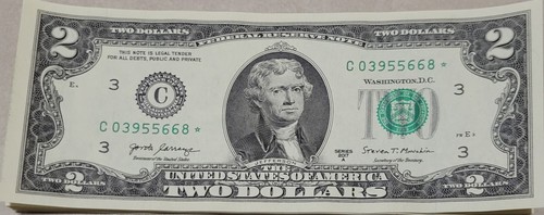 TWO DOLLAR STAR BILLS STAR NOTES - $2 UNCIRCULATED STAR NOTE (C03955666 ...