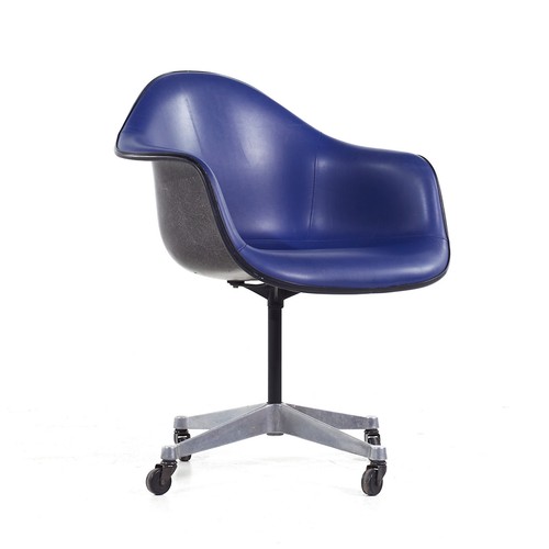 Eames for Herman Miller Mid Century Dark Blue Padded Fiberglass Swivel ...