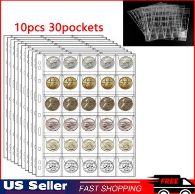 Coin Collecting Pages Standard 10 Sheets 30 Pockets 9Hole Coin Pocket ...