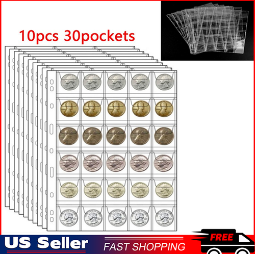Coin Collecting Pages Standard 10 Sheets 30 Pockets 9Hole Coin Pocket ...