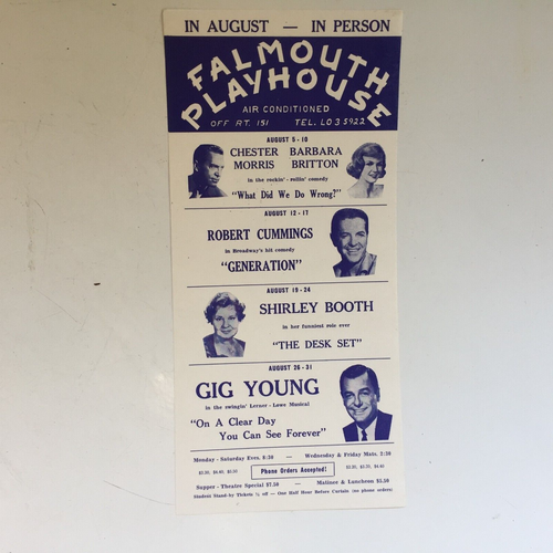 1963 FALMOUTH PLAYHOUSE POSTER CAPE COD Gig Young Shirley Booth Robert ...