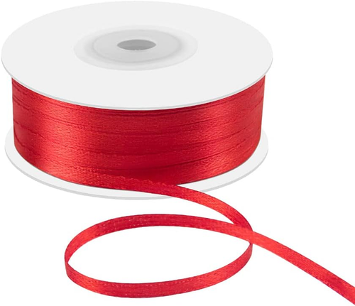 1/8" X 100 Yards Double Faced Satin Ribbon - Thin Silk Red Ribbon with ...