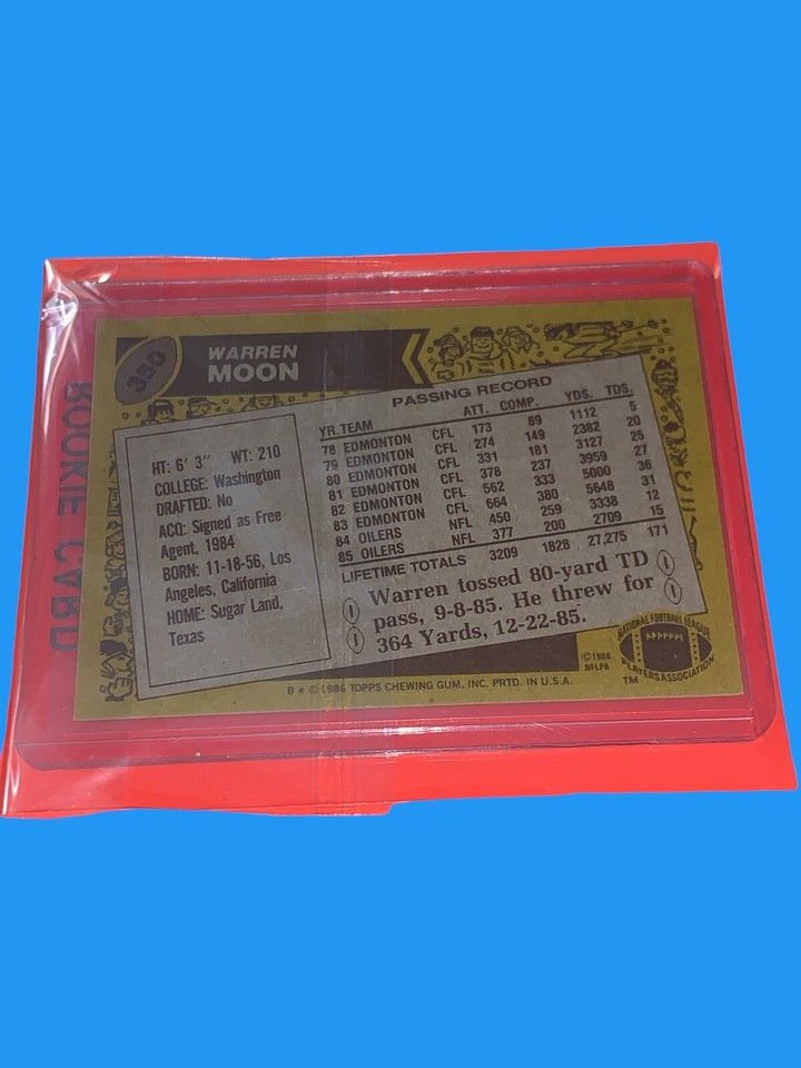 Football cards. Warren Moon, Houston Oilers. 1986 Topps Rookie Card | eBay
