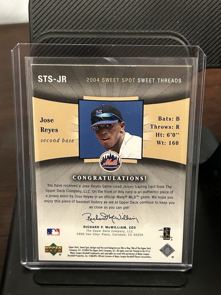 2004 Upper Deck Sweet Spot - Sweet Threads Jerseys #STS-JR Jose Reyes ...