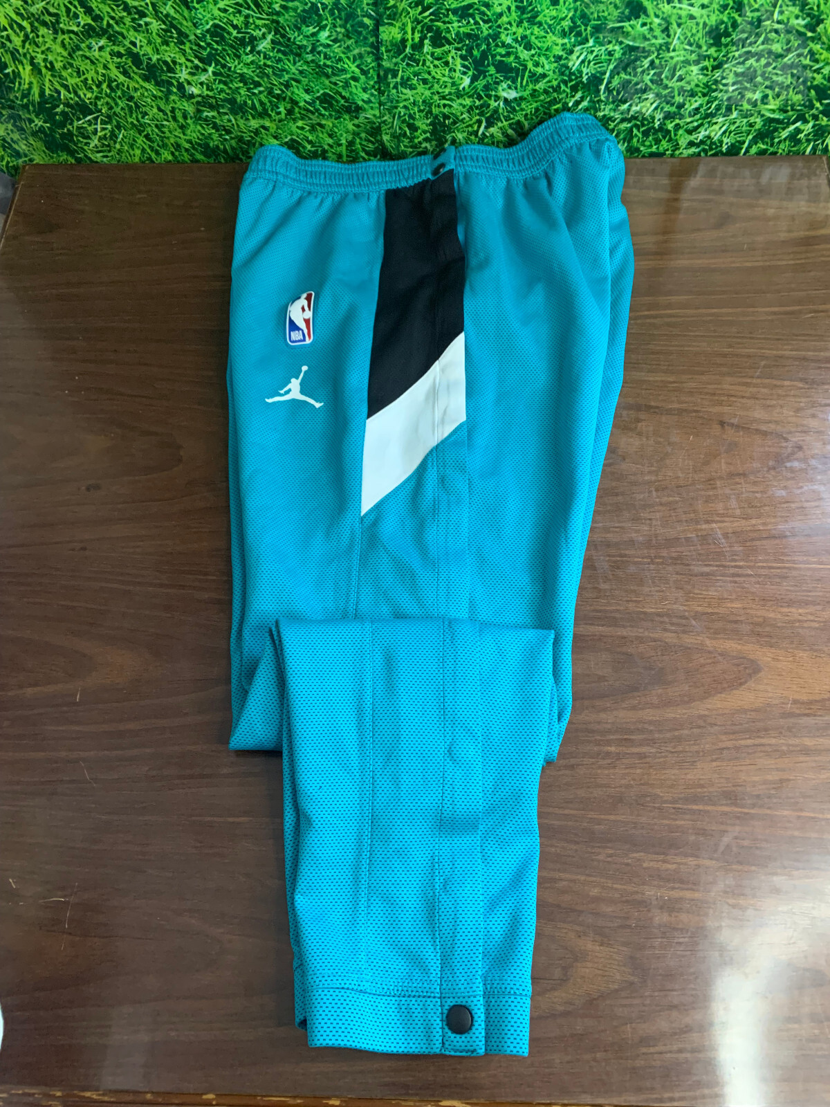 NBA Charlotte Hornets Basketball #6 Worn Teal Snap Pants Size Large ...