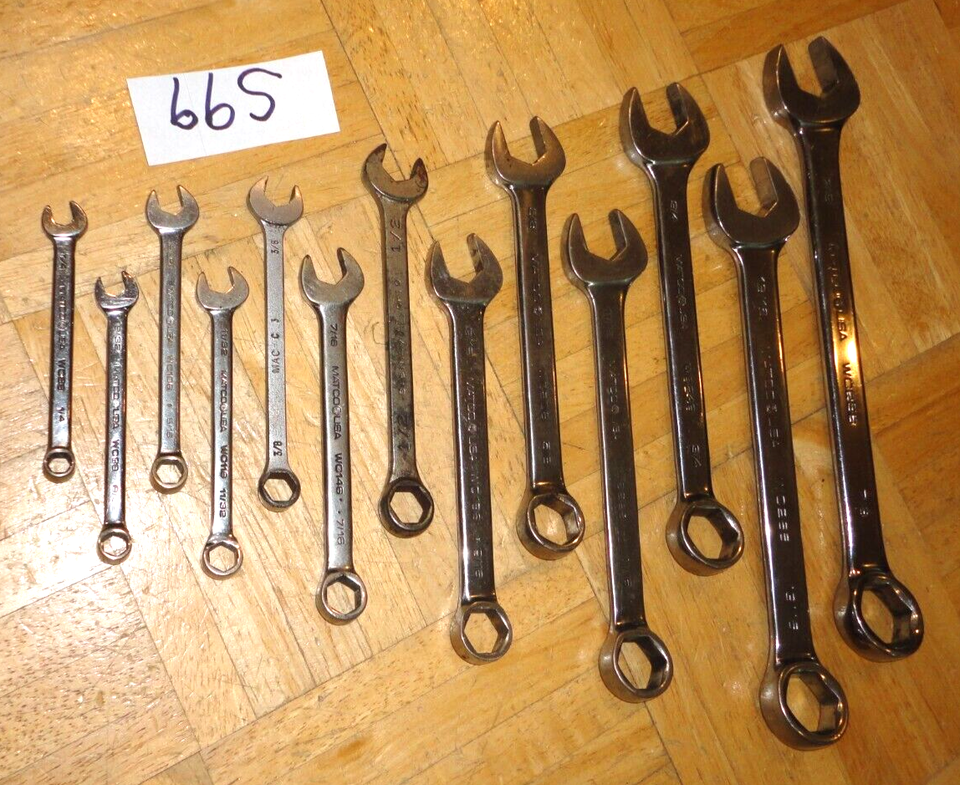Matco Tools 13 Piece SAE Short Combination 6 Point Wrench Set 1/4 to 7/ ...