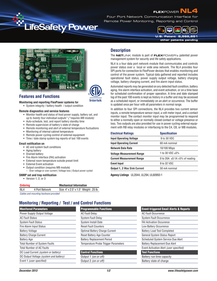 LifeSafety Power A11-004 NL4 Four Port NetLink Board | eBay