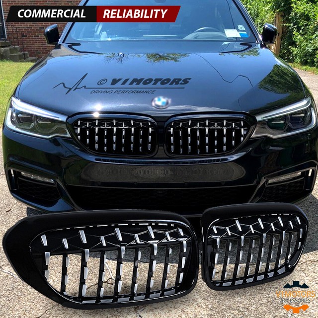 2pcs For 2017-2019 BMW G30 G38 5 Series M-Tri Color Dual Slat Kidney ...