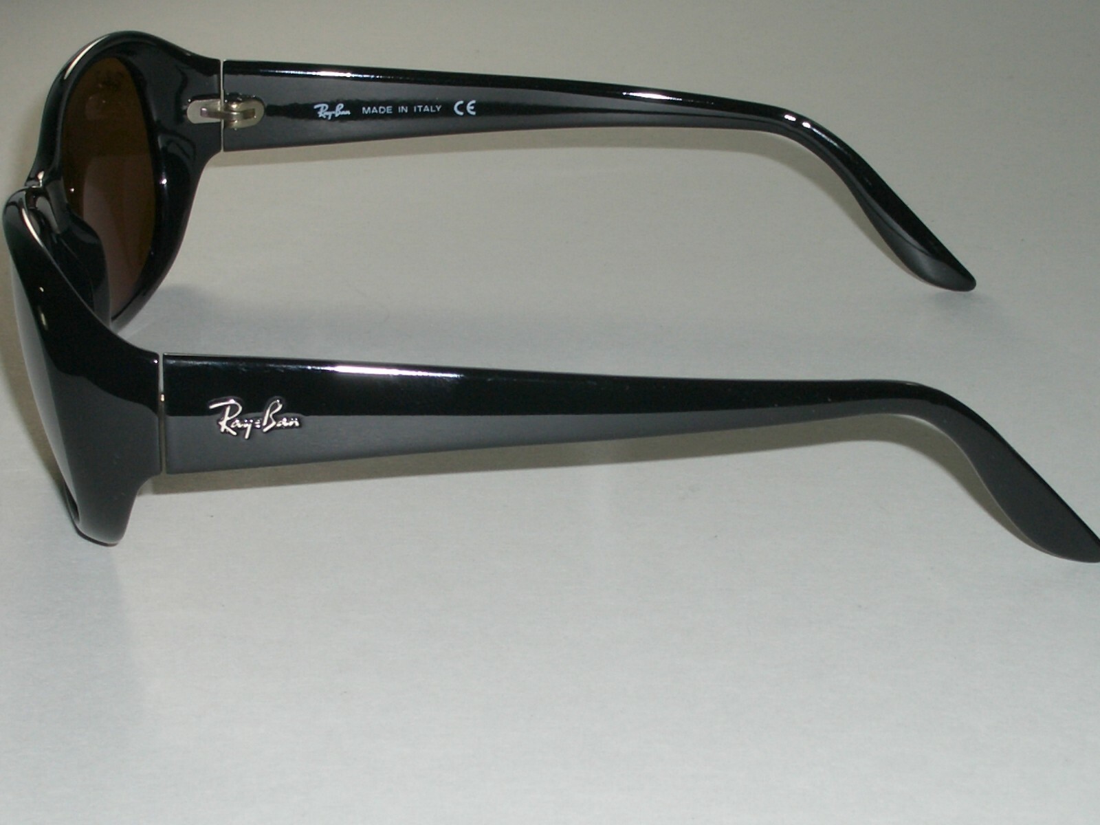LADIES RAY BAN RB4061 SHINY BLACK POLARIZED BROWN CRYSTAL WRAP ...