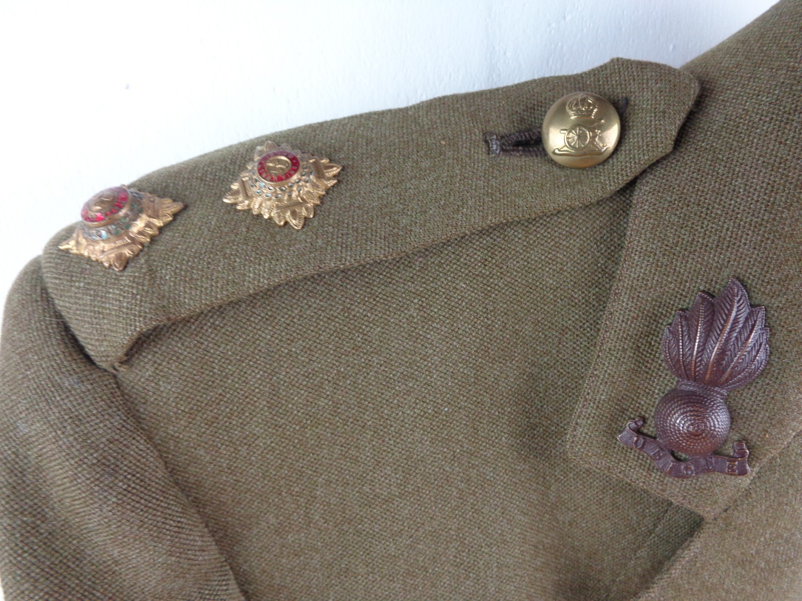 1940's British Army Service Jacket (Original Brass Buttons, Pips ...