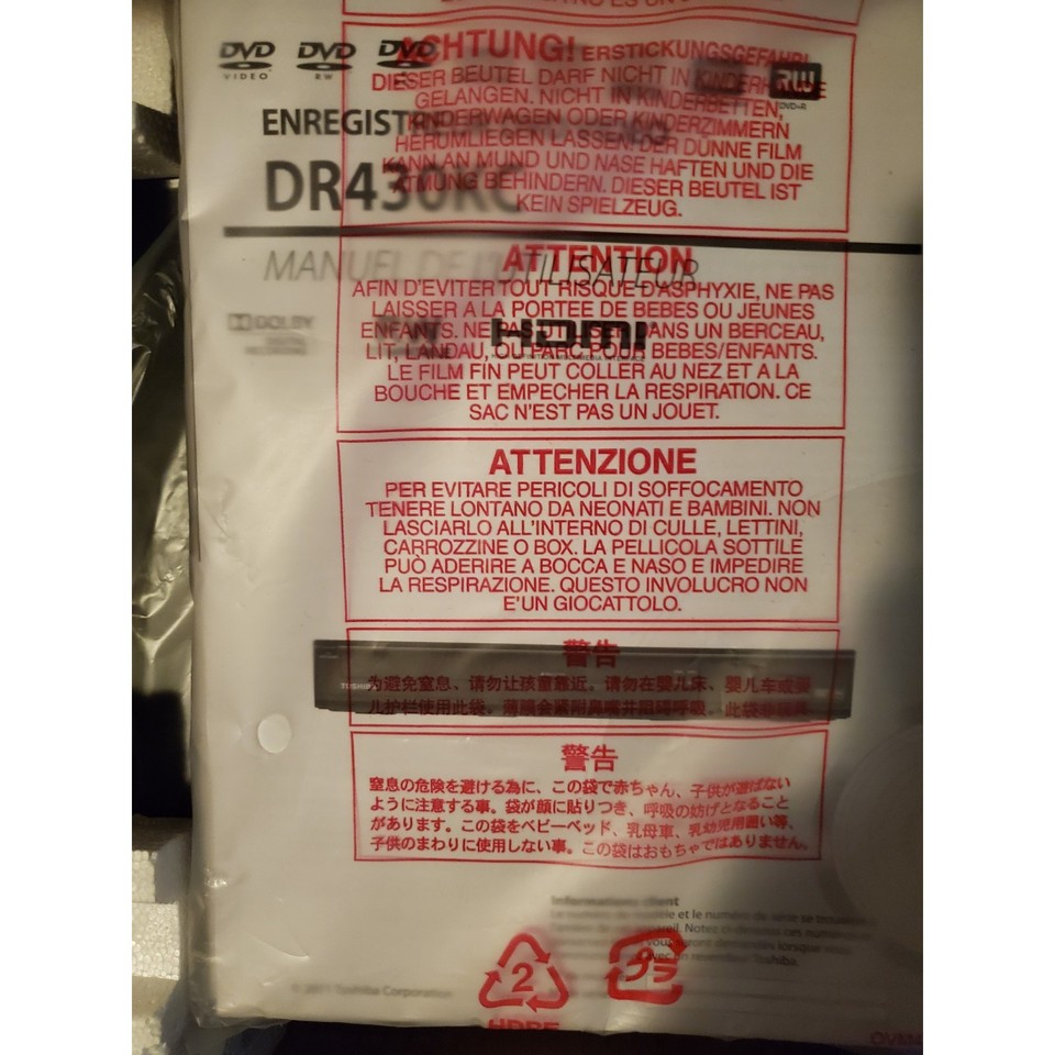 Toshiba DR430 DVD Recorder New Open Box HDMI 1080p DV Input USB DR430KU ...