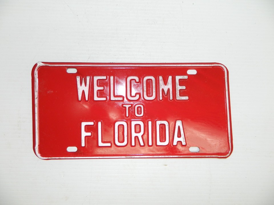 WELCOME TO FLORIDA License Plate Tag (red) | eBay