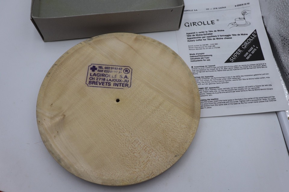 Girolle Rotary Cheese Shaver Cutter Switzerland Wood Tete de Moine NEW ...