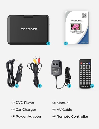 12" Portable DVD Player Rechargeable Swivel Screen Region Free Black ...