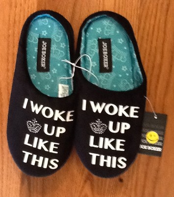 JOE BOXER I WOKE UP LIKE THIS SLIPPERS NEW WITH TAGS SIZE SMALL 5/6 | eBay