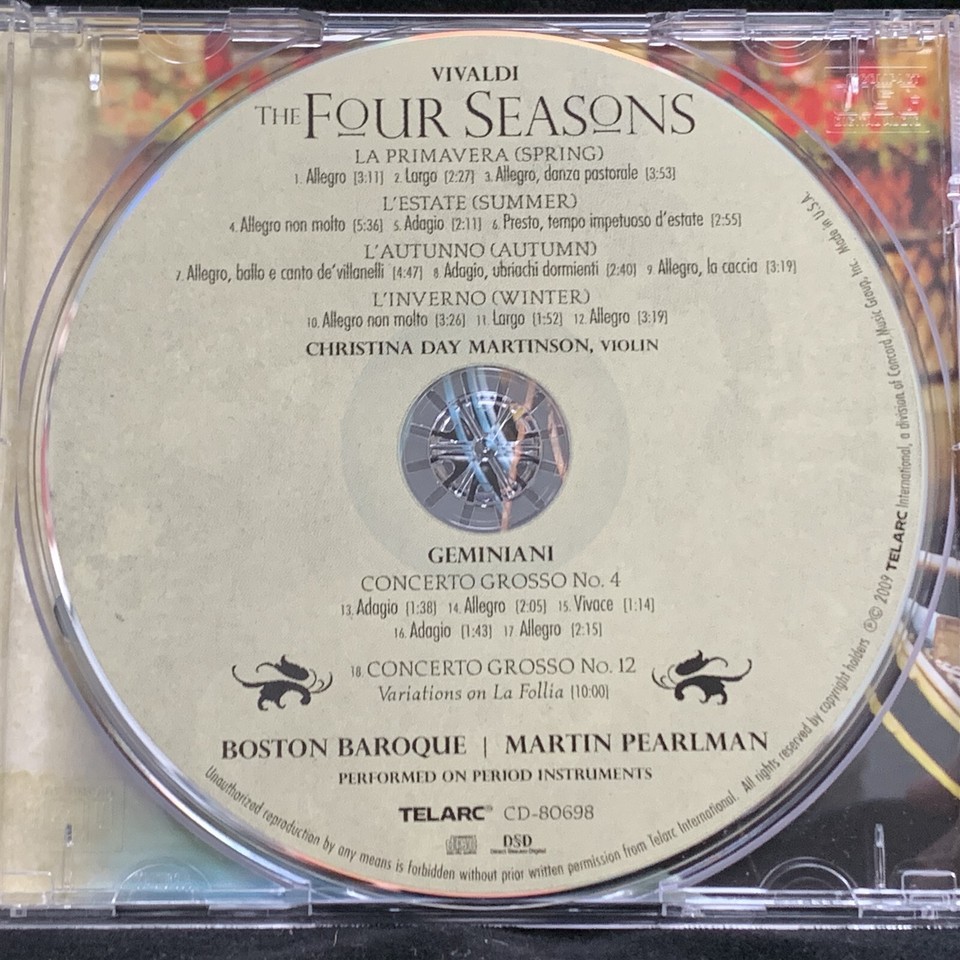 VIVALDI Four Seasons & GEMINIANI - BOSTON BAROQUE, Pearlman - TELARC CD ...