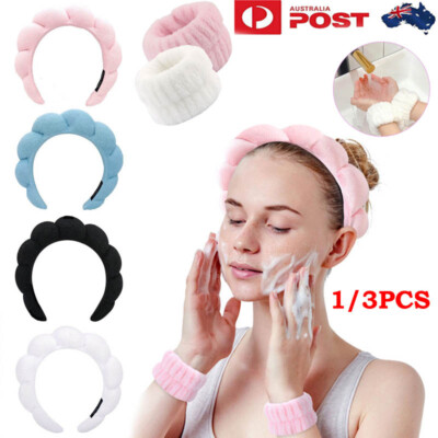 Spa Headband Wristband Set Spa Headband Wrist Washband Sponge Padded ...