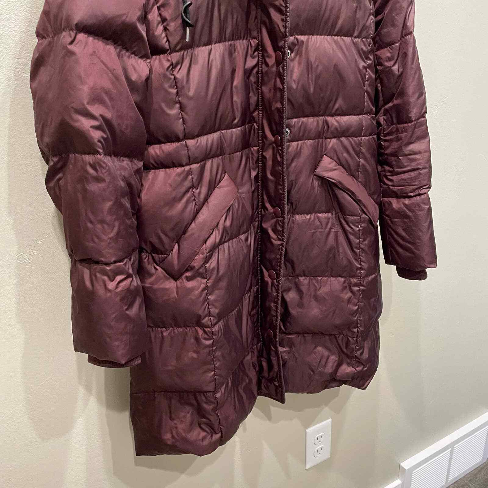 Coach Bordeaux Purple Long Puffer Coat - Size: Medium - Gem