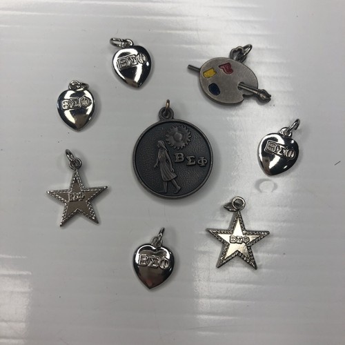 X Lot Beta Sigma Phi BEO Vtg Retro Pendants Charms 80s Walk Sun Star ...