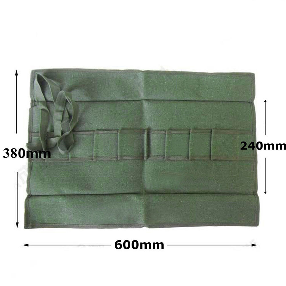 10Pockets Canvas Spanner Wrench Tool Roll Up storage bag Organizer ...