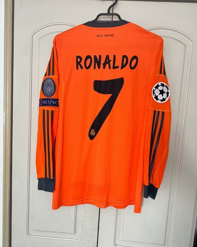 Ronaldo #7 Real Madrid Champions League 2013-2014 Orange Jersey Long ...