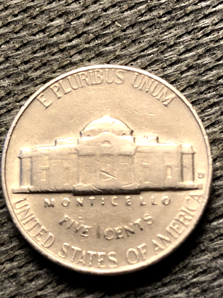 1964 D Jefferson Nickel Date and letters touching rim DD MINT MARK LOOK ...