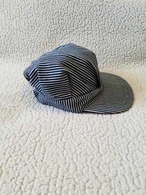 Train Conductor Hat Blue and White Striped Size Medium - Hog Head Hat ...