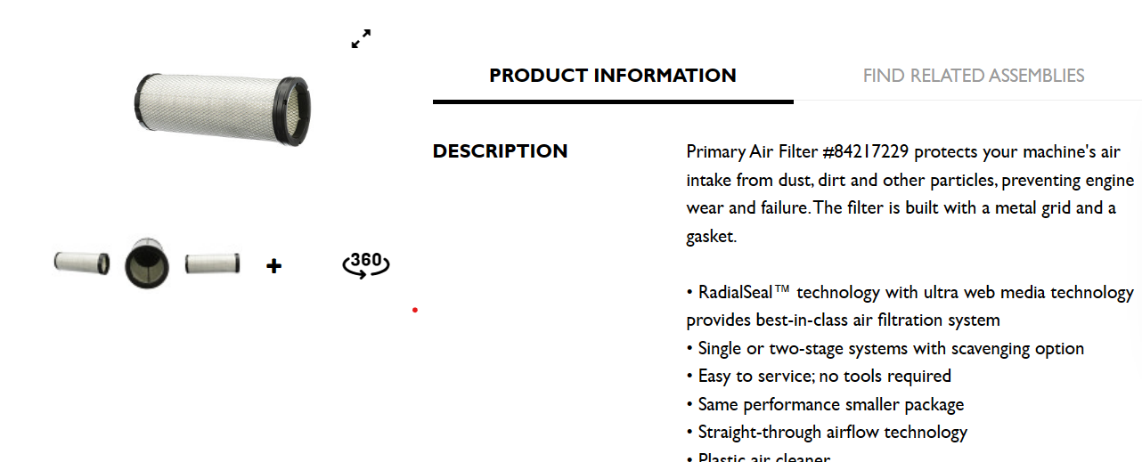 CASE CNH 84217229 PRIMARY AIR FILTER | eBay