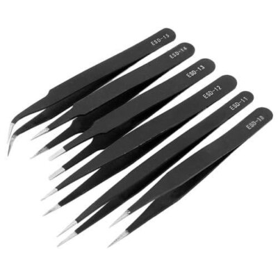 6pcs/Set Anti-Static Tweezers Anatomical Surgical Anti-Magnetic Tool ...