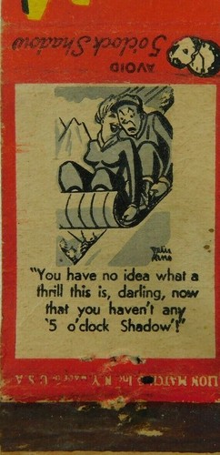 Avoid 5 O'Clock Shadow GEM Razor Blades Cartoon Vintage Matchbook Cover ...