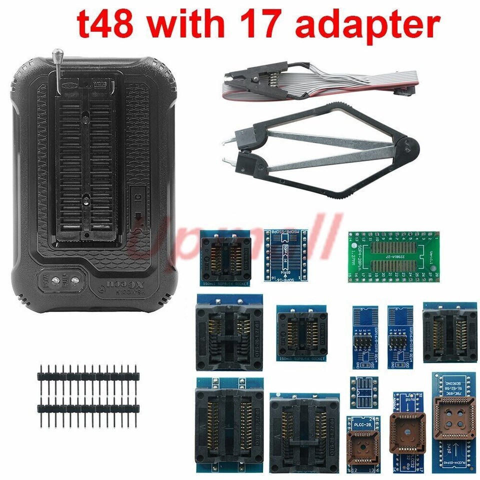 T48 TL866II Plus High speed Universal Programmer+Adapters+Test Clip PIC ...