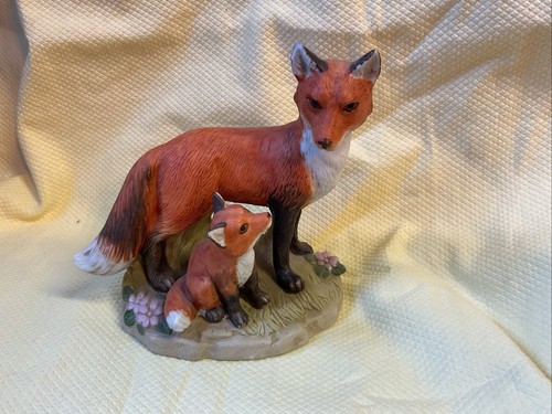 Vintage Homco Fox & Pup Figurine #1417 | eBay