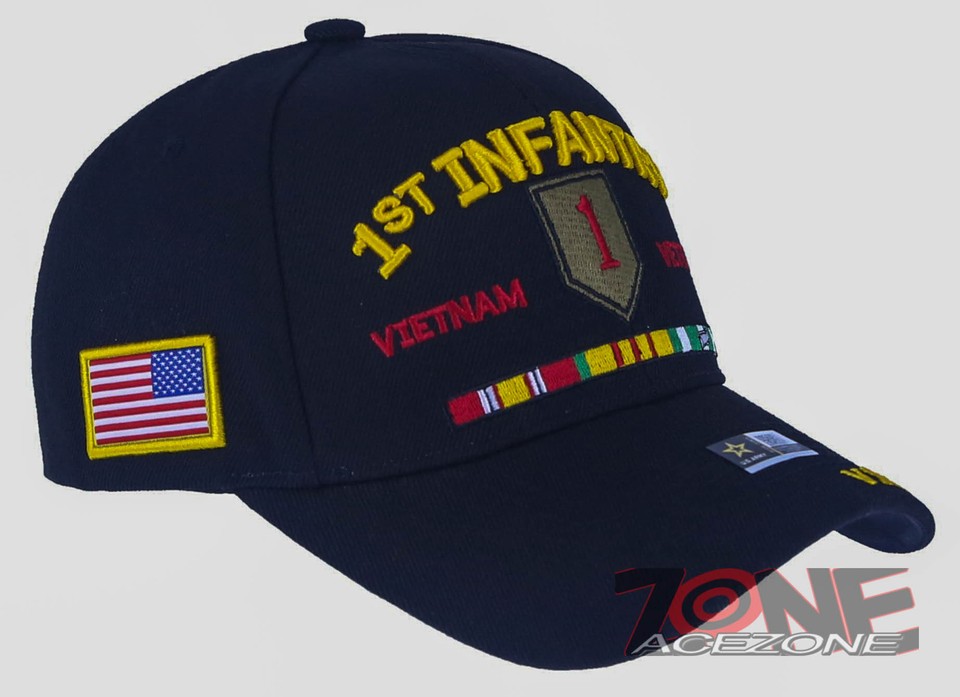 NEW! US ARMY 1ST INFANTRY VIETNAM VETERAN MILITARY BALL CAP HAT BLACK ...