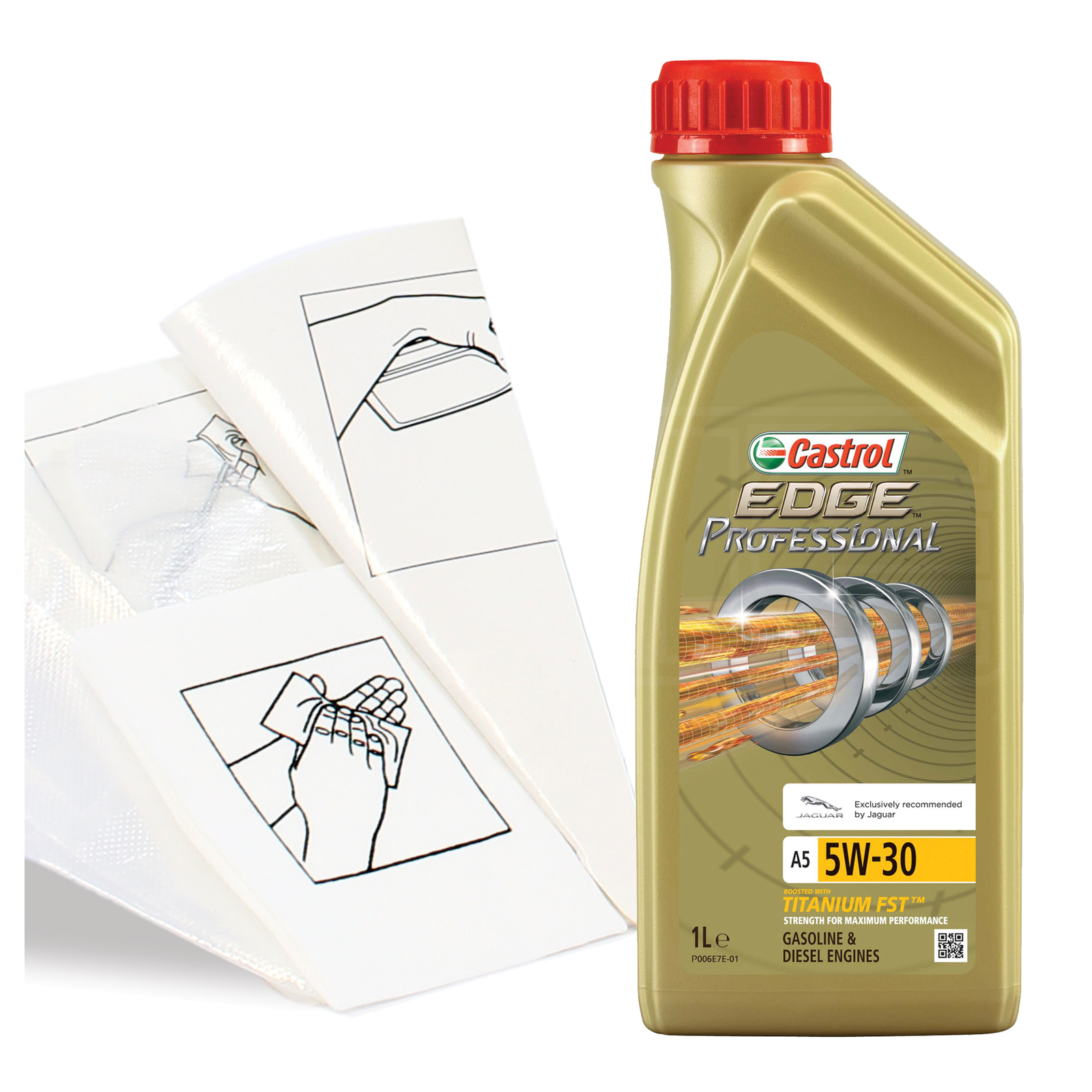 Engine Oil Top Up Castrol Edge Pro A5 5W-30 JLR 1 LITRE 1L + Gloves ...
