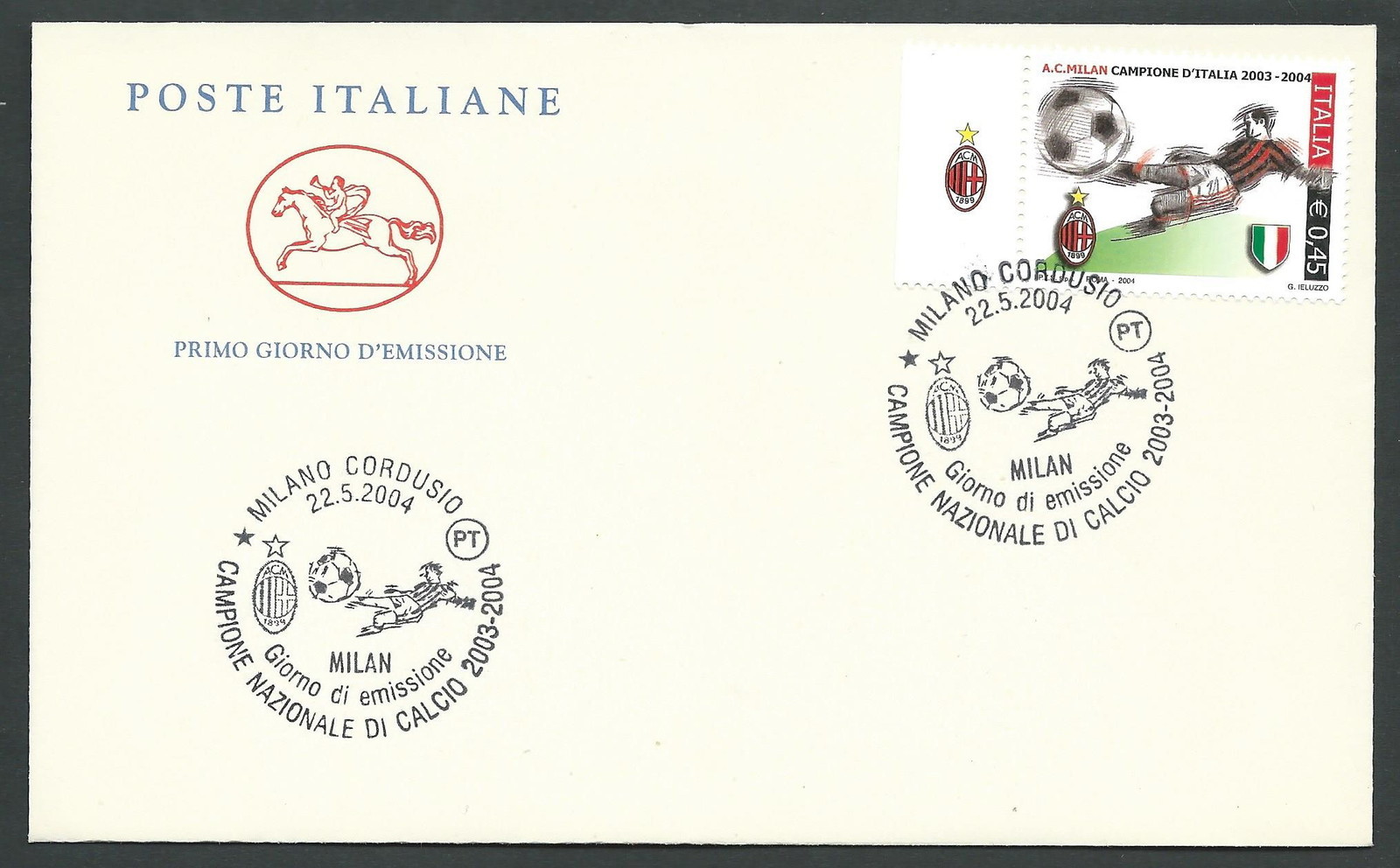 2004 ITALIA FDC CAVALLINO CALCIO MILAN CAMPIONE D'ITALIA - CV2004 | eBay