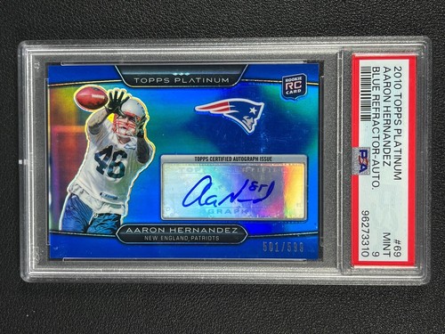 AARON HERNANDEZ PSA 9 2010 TOPPS PLATINUM #69 ROOKIE BLUE REFRACTOR ...