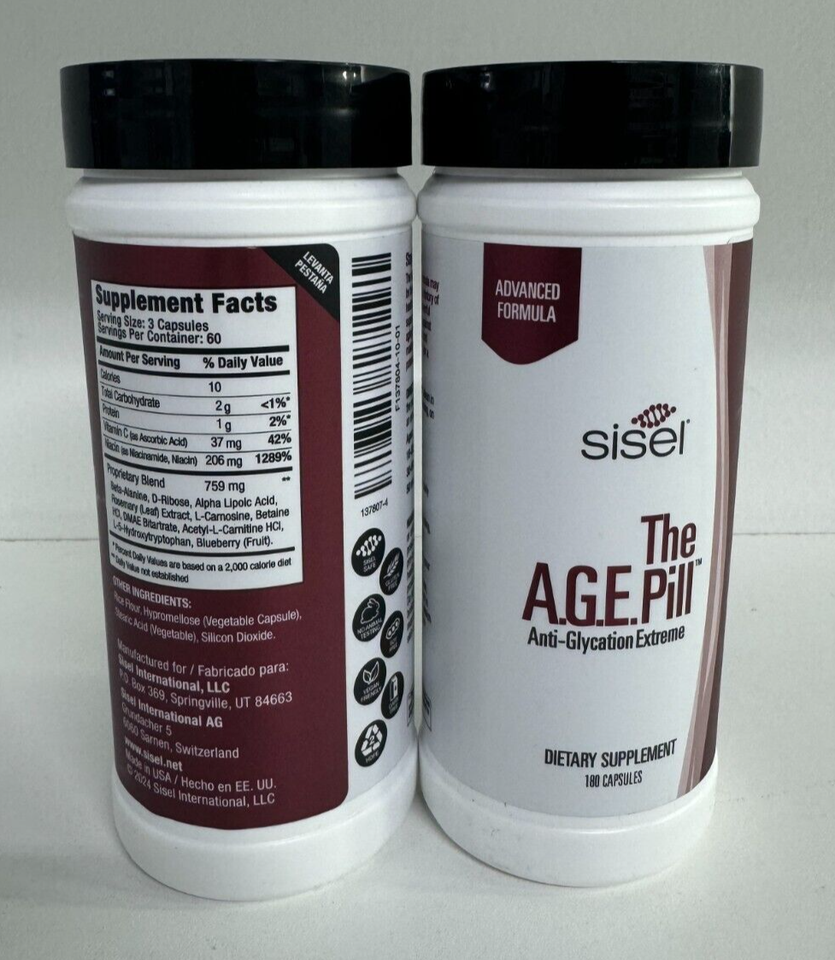 2-Pack - Sisel The AGE Pill Anti-Glycation Extreme - 180 Capsules (each ...