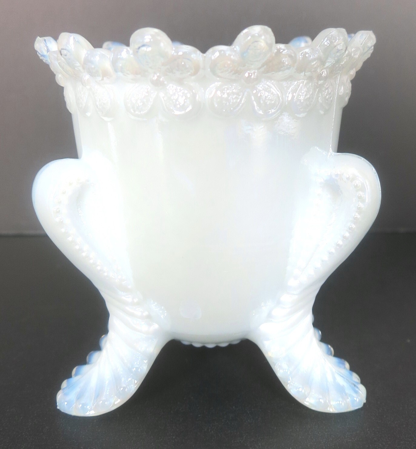 BOYD GLASS IRIDESCENT PEARLY WHITE FORGET ME NOT TOOTHPICK HOLDER 2 ...