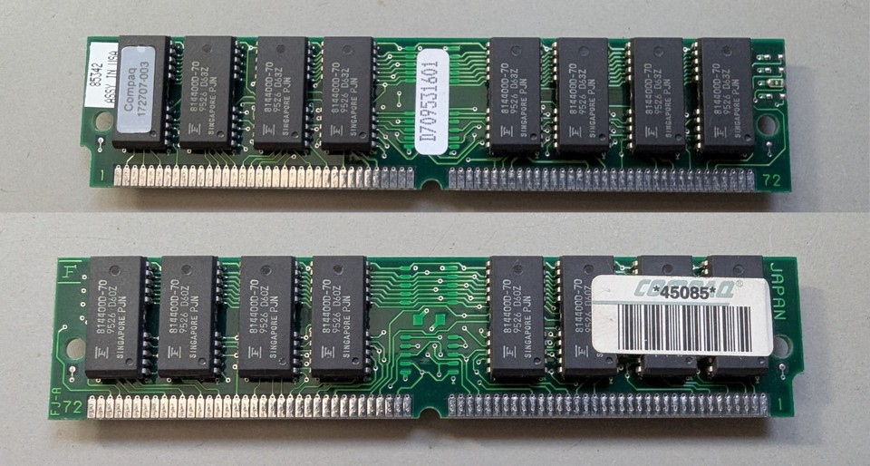 Vintage Computer Memory Sticks SIMM DIMM SODIMM EDO SDRAM ECC NON-ECC ...