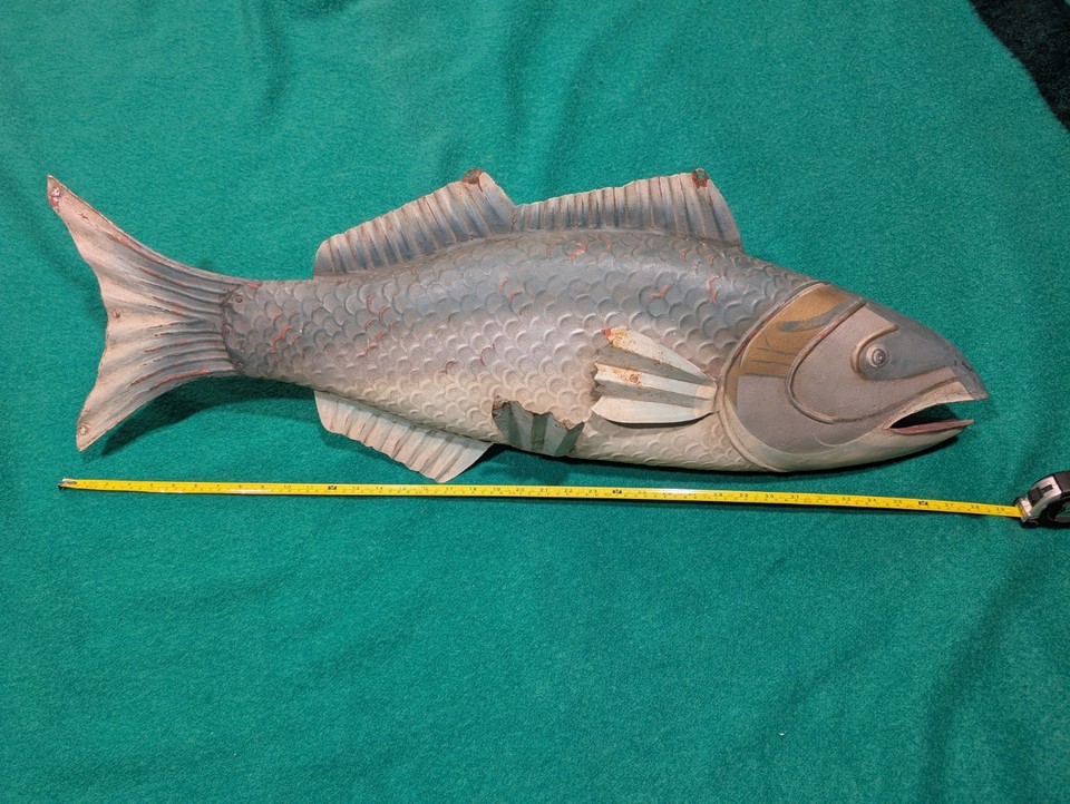 38" Hollow Tin 3D Cod Fish Decoy Hanging Trade Sign , Cabin Art | eBay