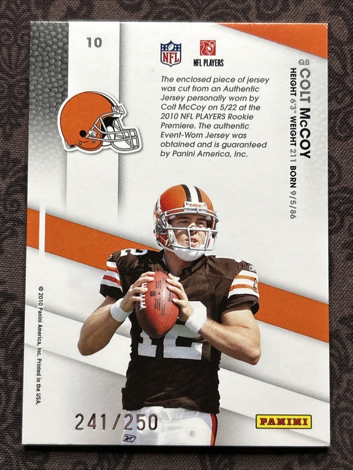 2010 Certified - Certified Potential Colt McCoy #10 Materials /250 (MEM ...