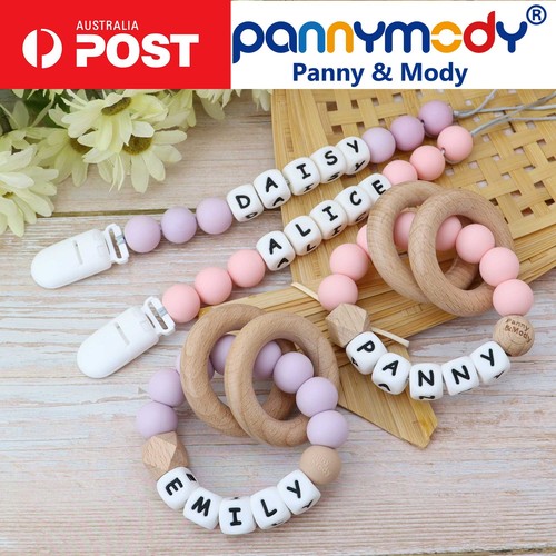 Personalised Dummy Clip Teether Rattle with Name, Customised Shower ...