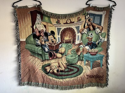 Walt Disney World Tapestry Woven Throw Blanket Mickey Minnie Mouse ...