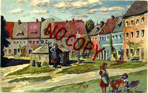 Marklissa - Goldentraum -Markt-Kinder -Bemalte ,Richard Kant Breslau ...