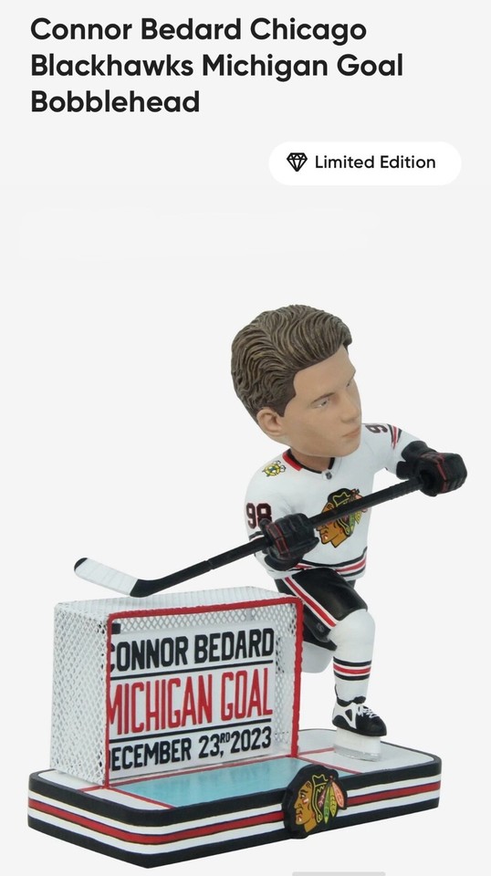 Connor Bedard Chicago Blackhawks Michigan goal #64/144 | eBay