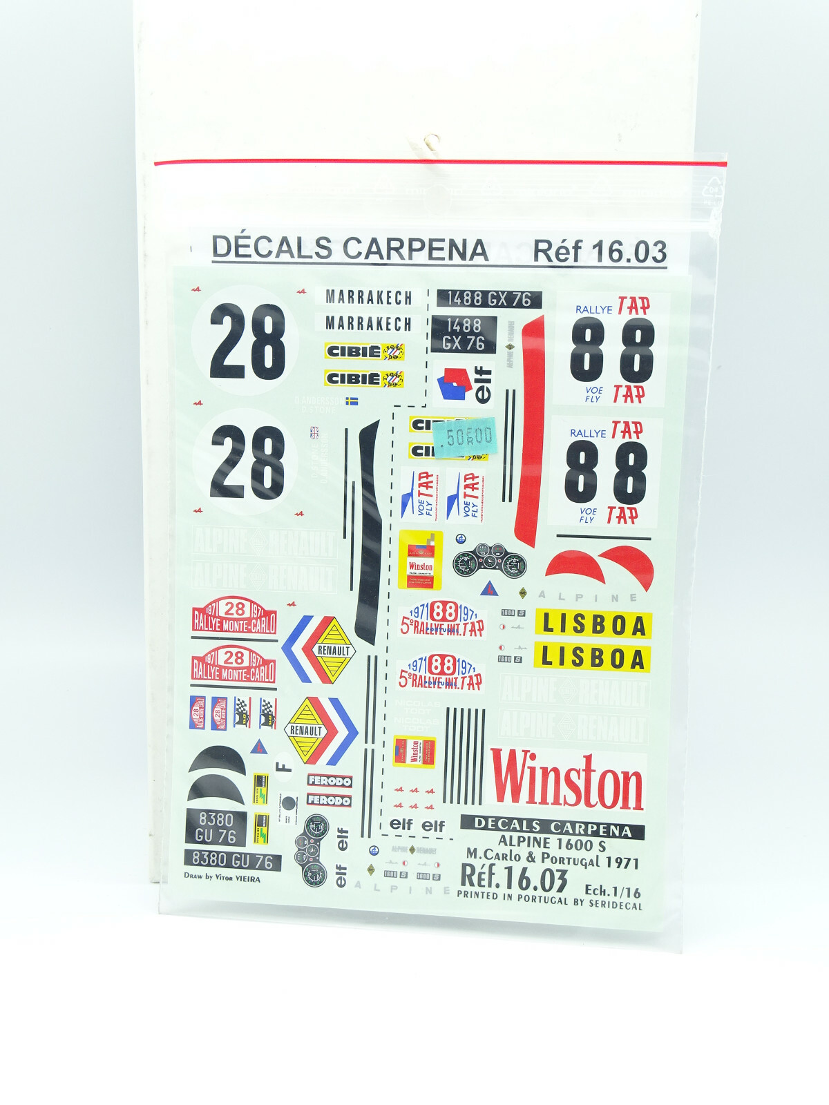Carpena Board Decals Decals 1/16 - for Alpine A110 Portugal Monte Carlo ...