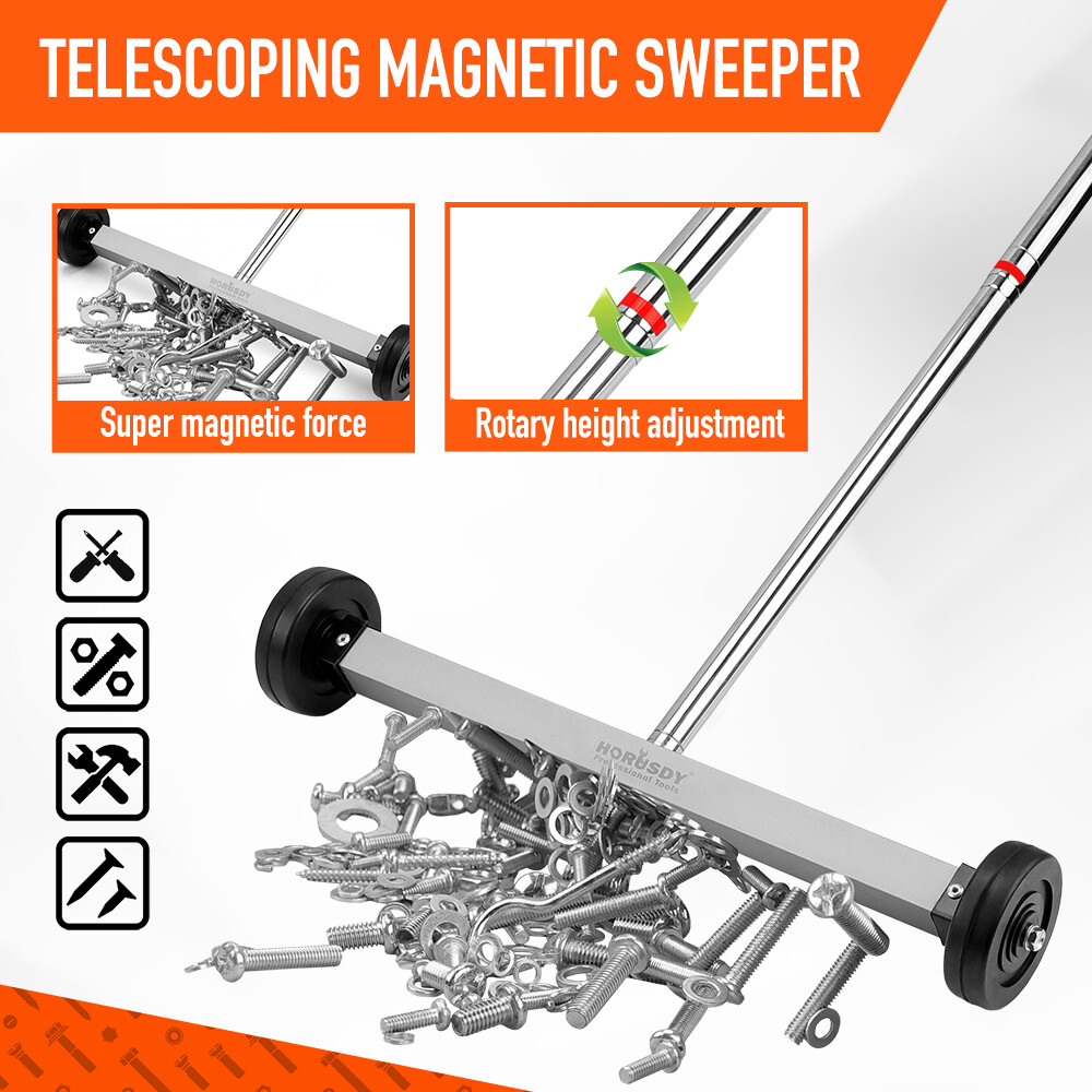 17inch Telescoping Magnetic Sweeper Magnet Broom Rolling Pick Up 8.8Lbs ...
