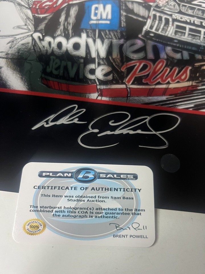 Dale Earnhardt Sr Autographed Sam Bass signed 21" X 29" Print - COA ...